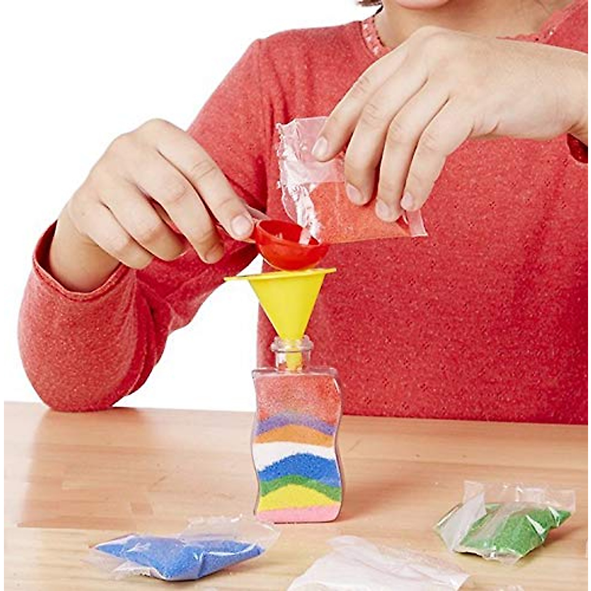 Liberty Imports Create Your Own Sand Art Kit DIY Arts and Crafts Activity - Includes 1 Glow Sand, 5 Sand Art Bottles, 5 Bright Sand Colors, Designing Tool & More