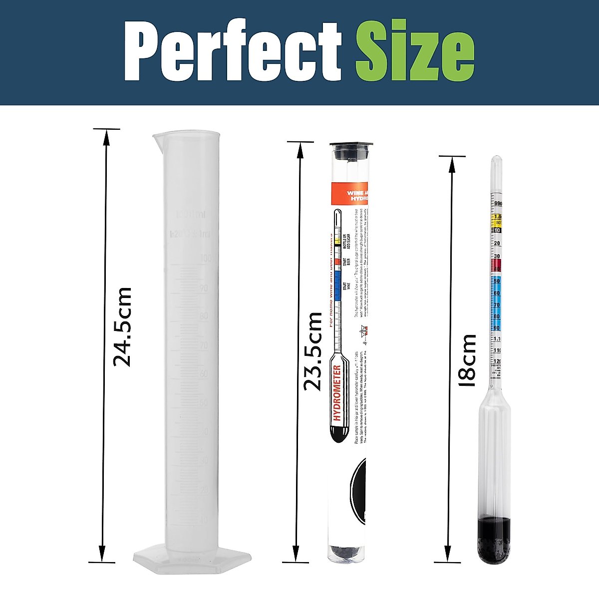 Hydrometer for Wine Making with 100 MM Hydrometer Alcohol Test Jar - Specific Gravity Hydrometer for Wine and Beer Making Testing Kit and Brewing Your Own Homebrew