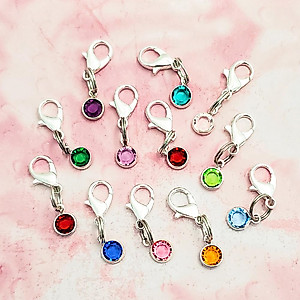 Preciosa Birthstone Zipper Pulls Clip On Charms, Birth Stone with Silver Base, Personalized Zipper Pull w/Birthstone, Your Choice! Preciosa (August (Peridot))