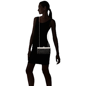 Jessica McClintock womens Jessica Mcclintock Laura Rhinestone Satin Clutch Purse Evening Handbag, Black, One Size US