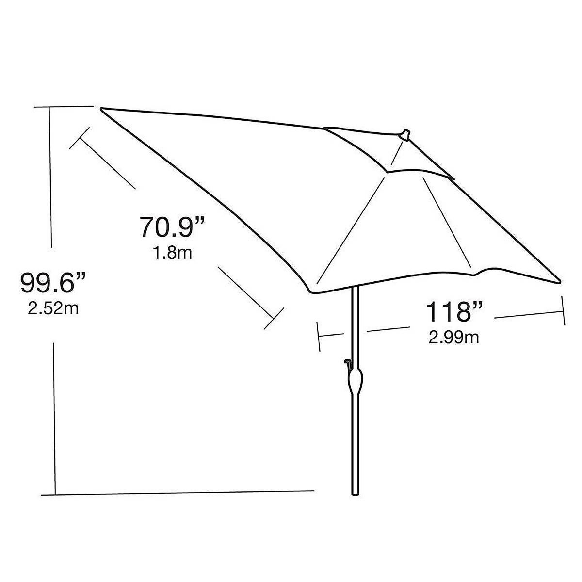 Hampton Bay 10 ft. x 6 ft. Aluminum Patio Umbrella with Push-Button Tilt (Chili)