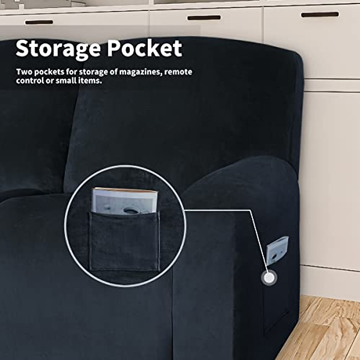 Easy-Going 6 Pieces Velvet Recliner Loveseat Cover Stretch Reclining Sofa Slipcover Couch Cover for 2 Cushion Soft Washable Furniture Protector for Kids Pets (Loveseat, Charcoal Gray)