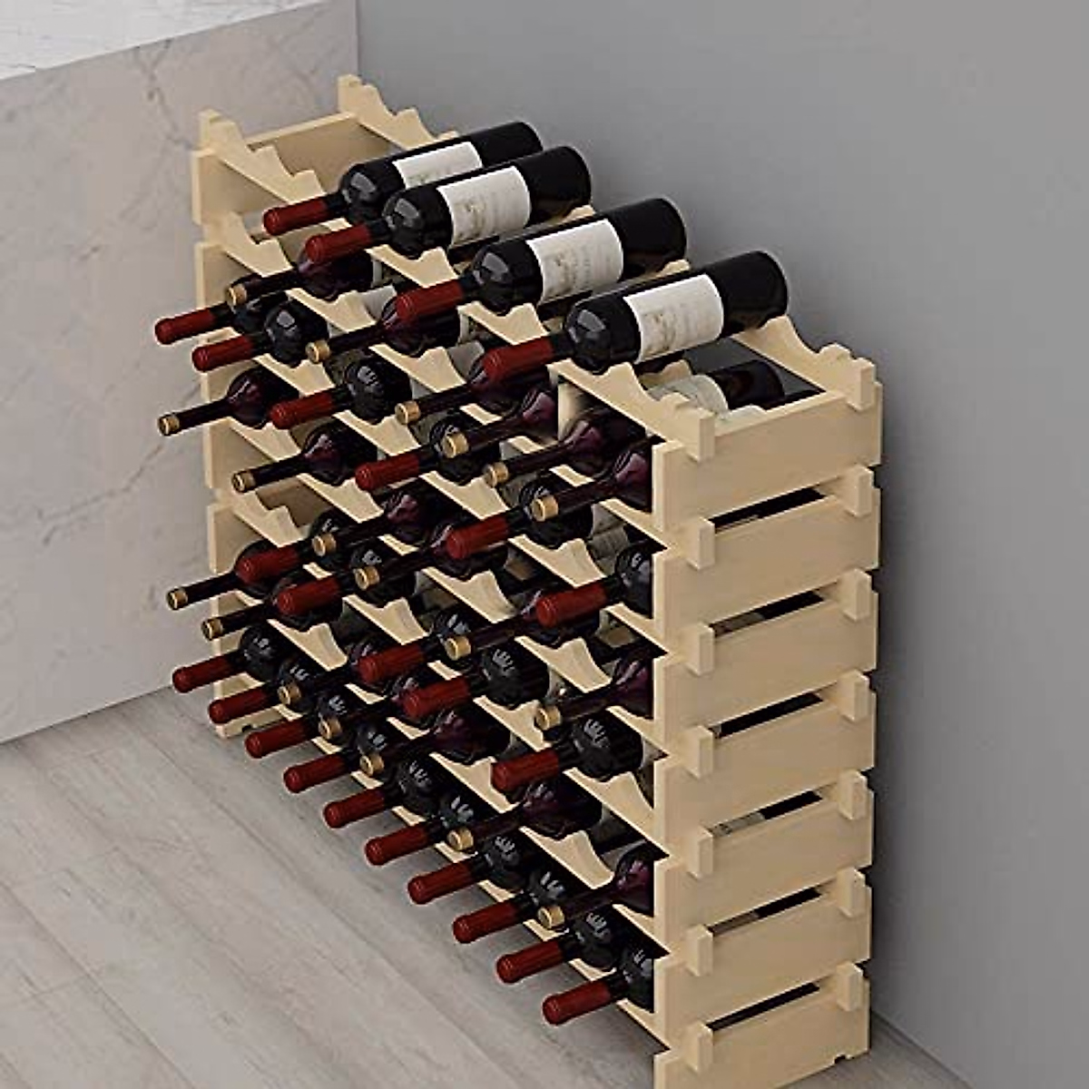 DlandHome 60 Bottle Capacity Stackable Storage Wine Rack 6-Tier Standing Bottles Wood Storage Shelf DUS-BY-WS002