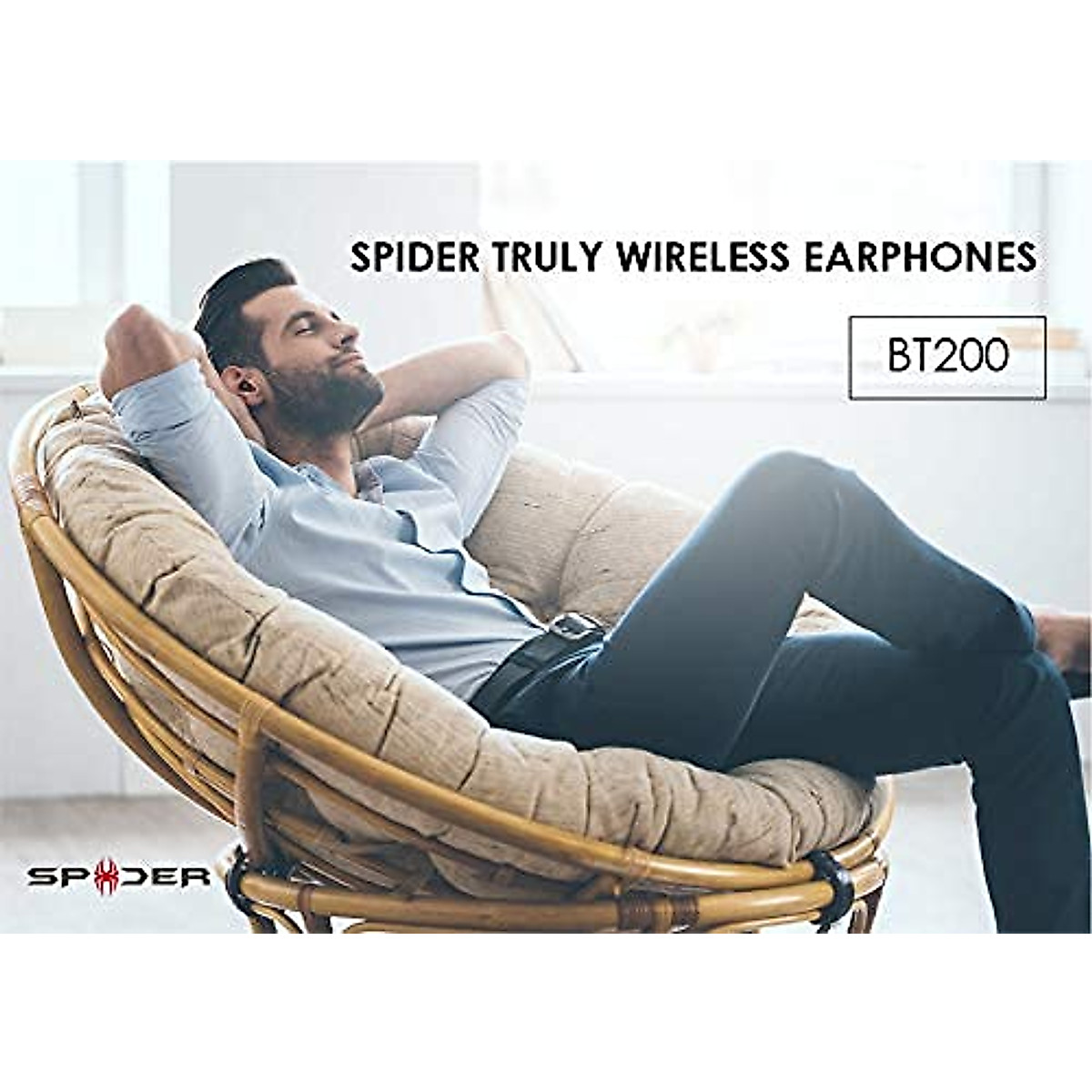 Spider Truly Wireless Bluetooth Earphones BT200, Black, A-EMIC-BT200