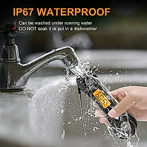 Meat Thermometer Digital, KKQ Instant Read Food Thermometer for Cooking, IP67 Waterproof with Magnet, Foldable Probe, Backlight, Calibration, for Kitchen, Cooking, Grilling, BBQ, Candy, Beef, Turkey