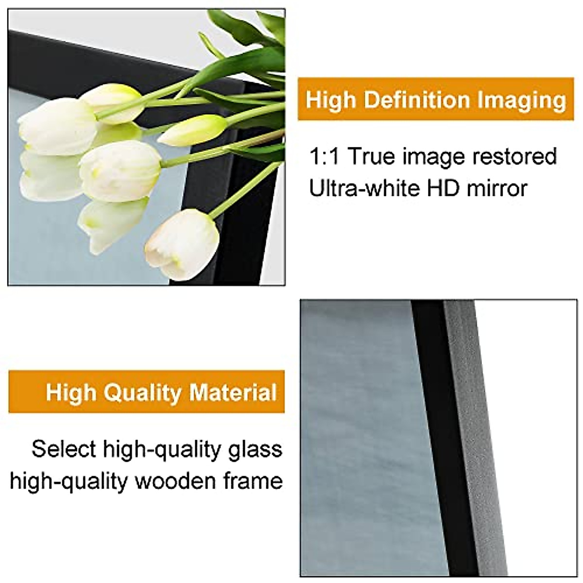 NebulaDeco Full Body Mirror with Stand,Black Metal Frame Wall Mounted Full Body MirrorGold Floor Standing Large Mirror48*13.8",Body Mirrors for Bedroom,Living Roomfull Length Mirror