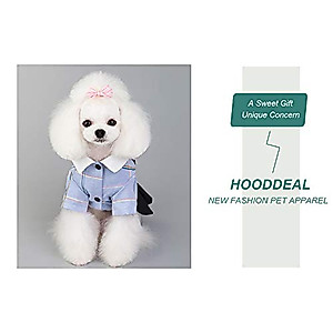 HOODDEAL Dog Striped Shirt Cozy Soft Blue Black Overalls Dress with Bowtie Cute Stylish Puppy Christmas Costumes Outfits (M)
