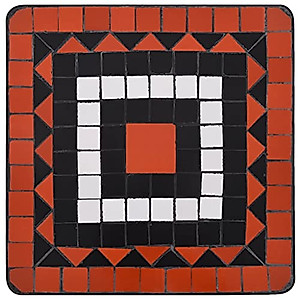 lvssiao Plant Stand Indoor Outdoor, Mosaic Side Table Terracotta and White Ceramic Stand Flower Holder Mosaic Table Top + Elegant Curved Legs for Garden Balcony Living Room