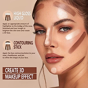 Anglicolor Contour Stick With Cushion Applicator,Liquid Contour Wand,Cream Contour Smooth,Bronzer Stick Lightweight Liquid Bronzer For Face (02#Fair/Medium)