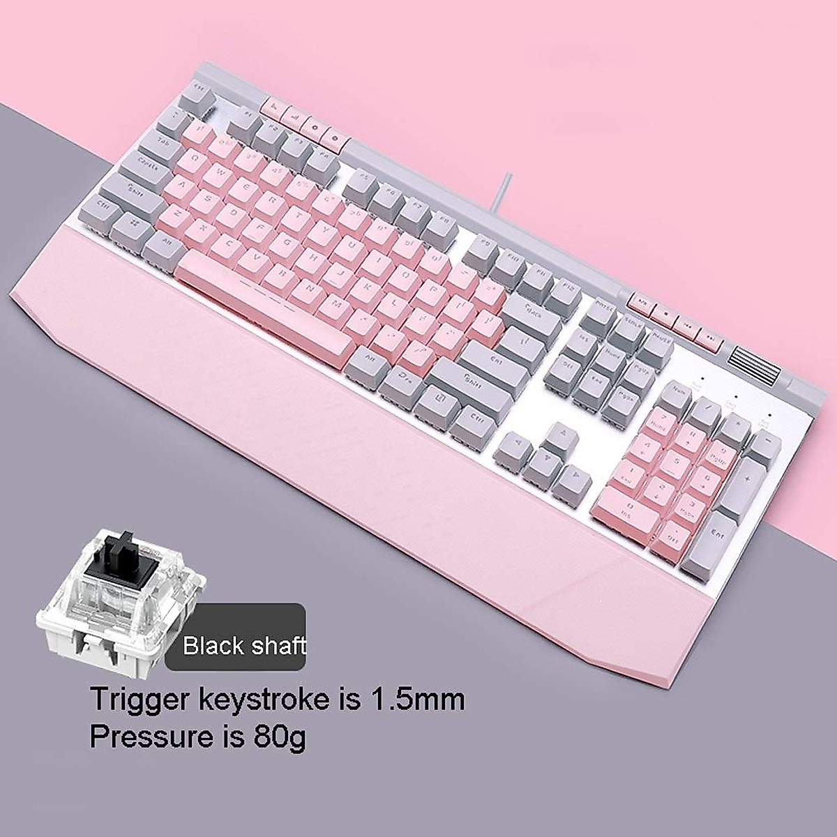 ARCH USB Gaming Keyboard Wired Ergonomic Mechanical Keyboard with Media Key for Windows Desktop, Computer (Color : Pink)