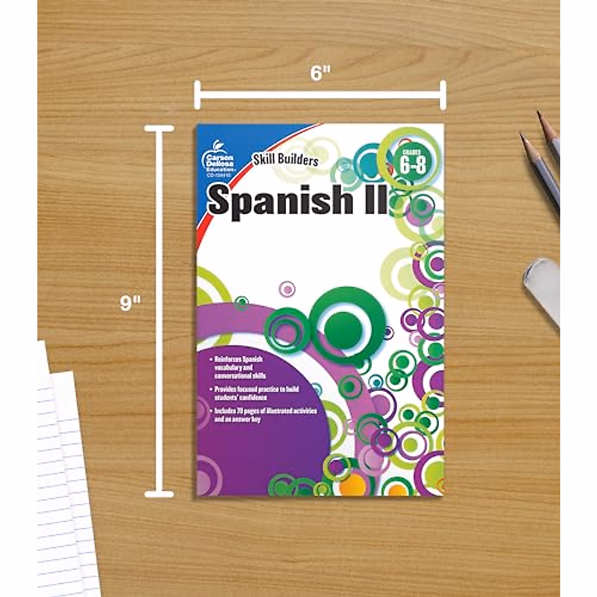 Carson Dellosa Skill Builders Level 2 Spanish Workbook for Kids Grades 6-8, Spanish Vocabulary Builder for Kids Ages 11-14, 6th– 8th Grade Spanish Workbook, Learn Spanish Parts of Speech, Time & More