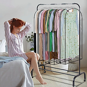 60 Inch Long Garment Bags for Hanging Clothes, 10 Gusseted Clear Garment Bags for Storage, Dress Bags for Gowns long with Side Zipper, Clothes Storage Bag for Coats, Gowns, Suits, Sweaters（3 Packs）