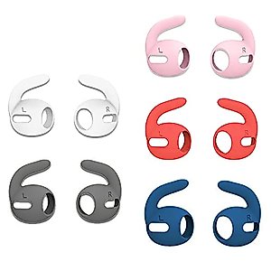 ALXCD Sport Eartips Hook Compatible with AirPods 3 Earbuds 3rd Gen 2021, Anti Slip Silicone Earbuds Covers Earhooks, Compatible with AirPods 3, 5 Pairs, White Gray Pink Red Blue