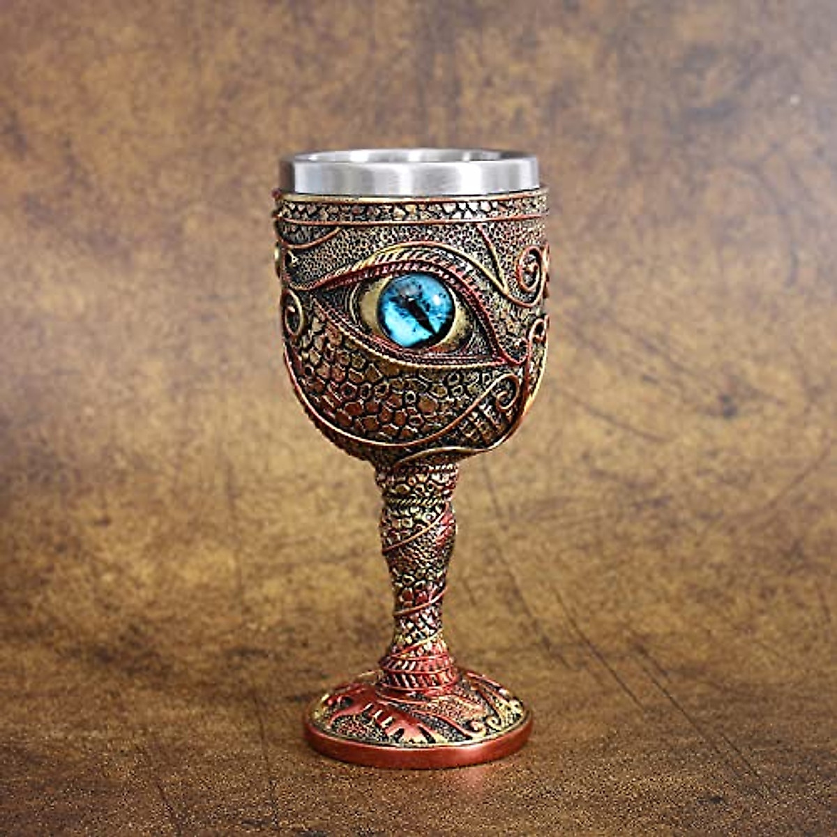 Ottalent Stainless Steel The Eye of The Dragon Wine Goblet Chalice,Dungeons and Dragons Medieval DragonWine Cups 7oz.Men’s Gift (Blue Eyes)