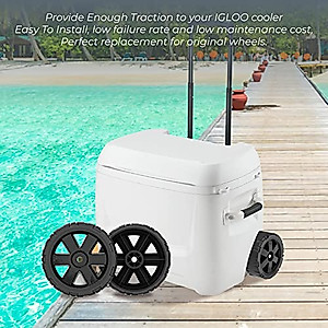 ZAITOE Heavy-Duty Cooler Wheels Replacement for Igloo 5 Gal Beverage Rollers, Igloo Ice Cube 60 QT & 70 QT Rollers, 4 Inch, Black (2 Pack)
