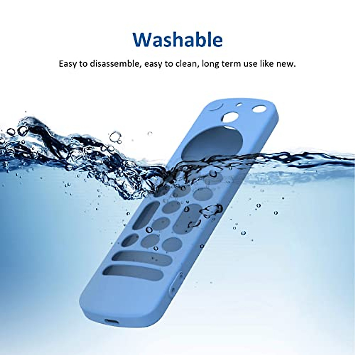 Glow Cover Replacement for Amazon Alexa Voice Remote Pro 2022, Silicone Case Skin Gloove with Lanyard, Blue