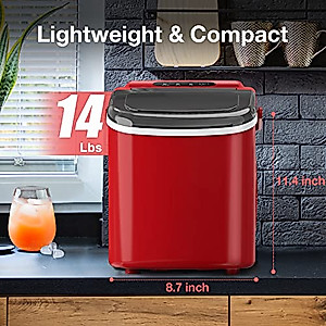 Ice Maker Countertop, Fast Ice Making in 6 Mins 9 Bullet-Shaped Ice, 26.5lbs/24Hrs, Portable Ice Maker Machine with Self-Cleaning, Ice Scoop, Ice Bags and Basket, for Home/Kitchen/Office/Bar/Party