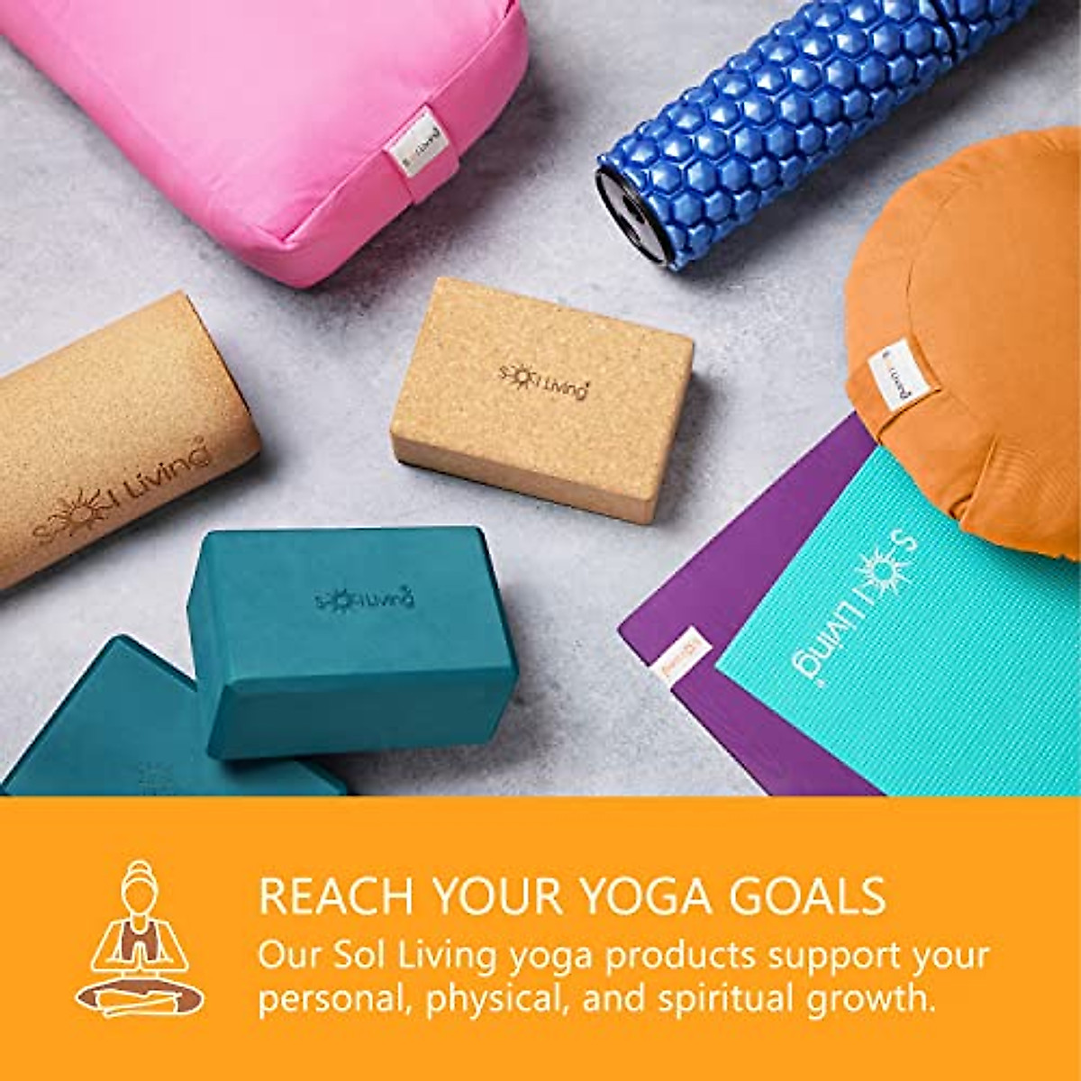 Sol Living Zafu Meditation Cushion Round Yoga Pillow Floor Cushions Lotus Sitting Pose Premium Cotton Bolster Meditation Pillow Pouf - Yoga Meditation Accessories - 15" x 15" x 7" - Tango