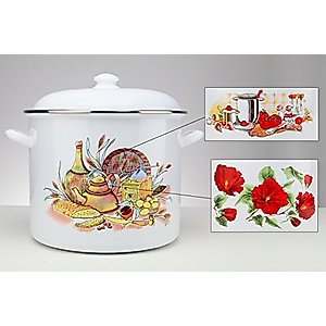 Uniware Enamel Stock Pot with Lid, 28cm/15 quart, Assorted pattern