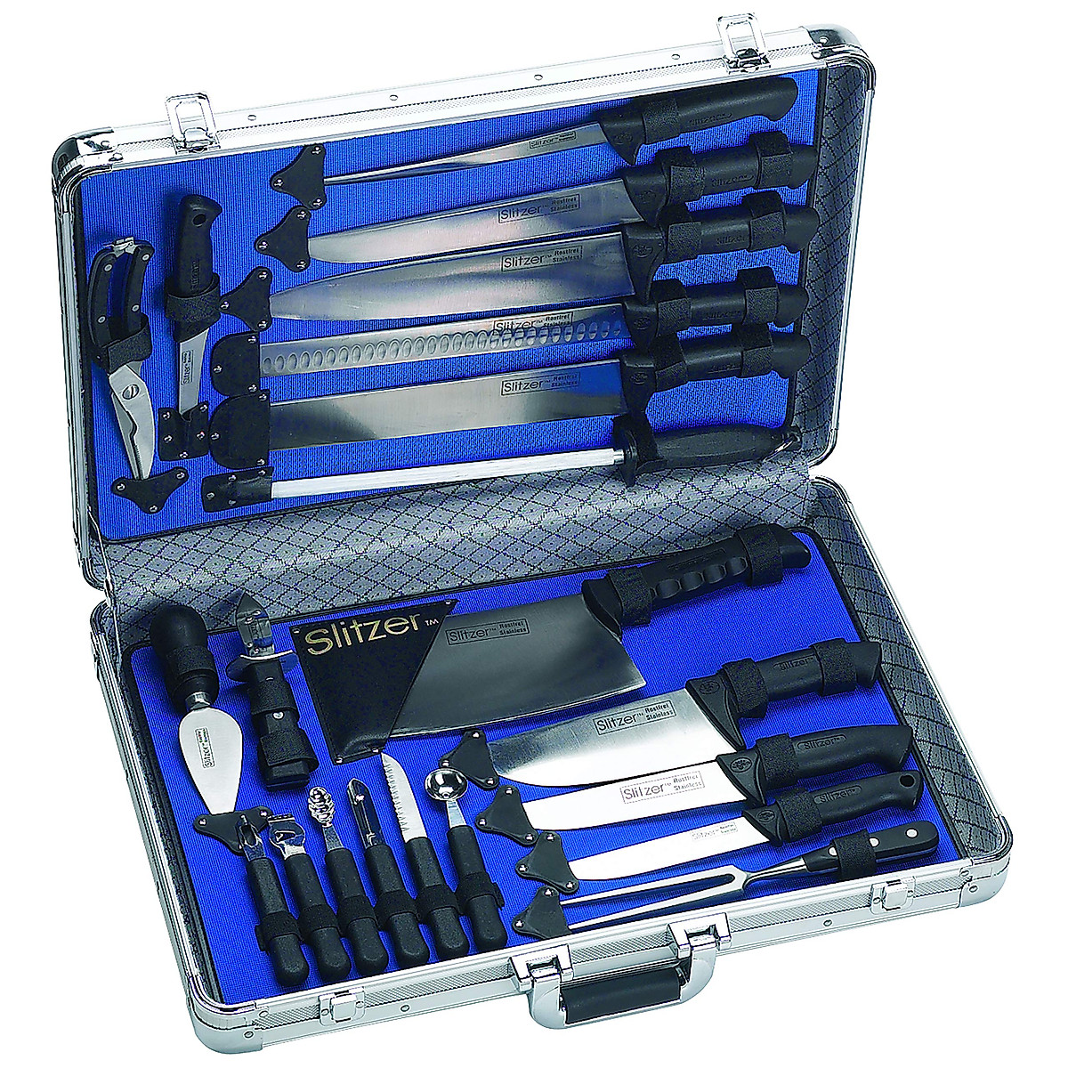 Slitzer Germany 22pc Professional Chef's Cutlery Set in Case, Black
