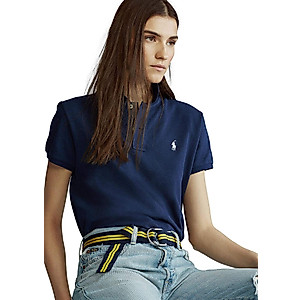 Polo Ralph Lauren Women's Classic Fit Mesh Polo Shirt, Navy, Large