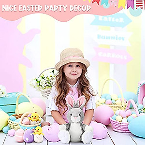 6 Pieces My First Plush Egg Basket 14 Inch Plush Easter Bunny Rabbit Stuffed Animal with Plush Easter Chick Eggs for Easter Theme Party Favor, Easter Eggs Hunt, Basket Stuffers Fillers Gifts