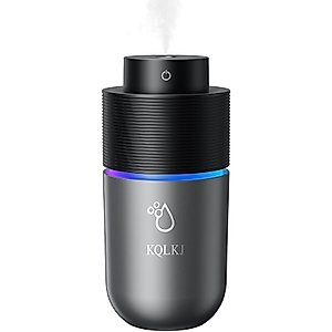 Car Humidifier With Colorful LED Night Light,USB Plug-in 300ml Cool Mist Humidifiers for Bedroom/Office/Desktop/Travel,Super Quiet Portable Mini Humidifier for Home,2 Mist Modes(Grey)