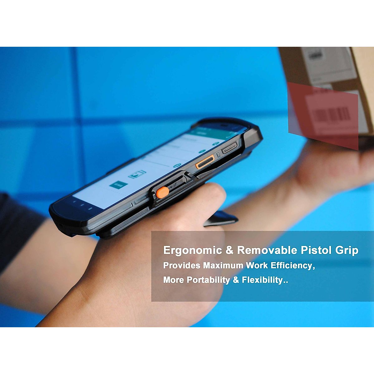 Rugged 4G LTE Android Barcode Scanner Pistol Grip Handheld Mobile Computer 5" Touch Screen with Honeywell N6603 1D 2D Code Reader WiFi GPS for Enterprise WMS