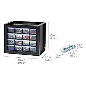IRIS USA 16 Drawer Small Parts and Hardware Organize Cabinet, Black