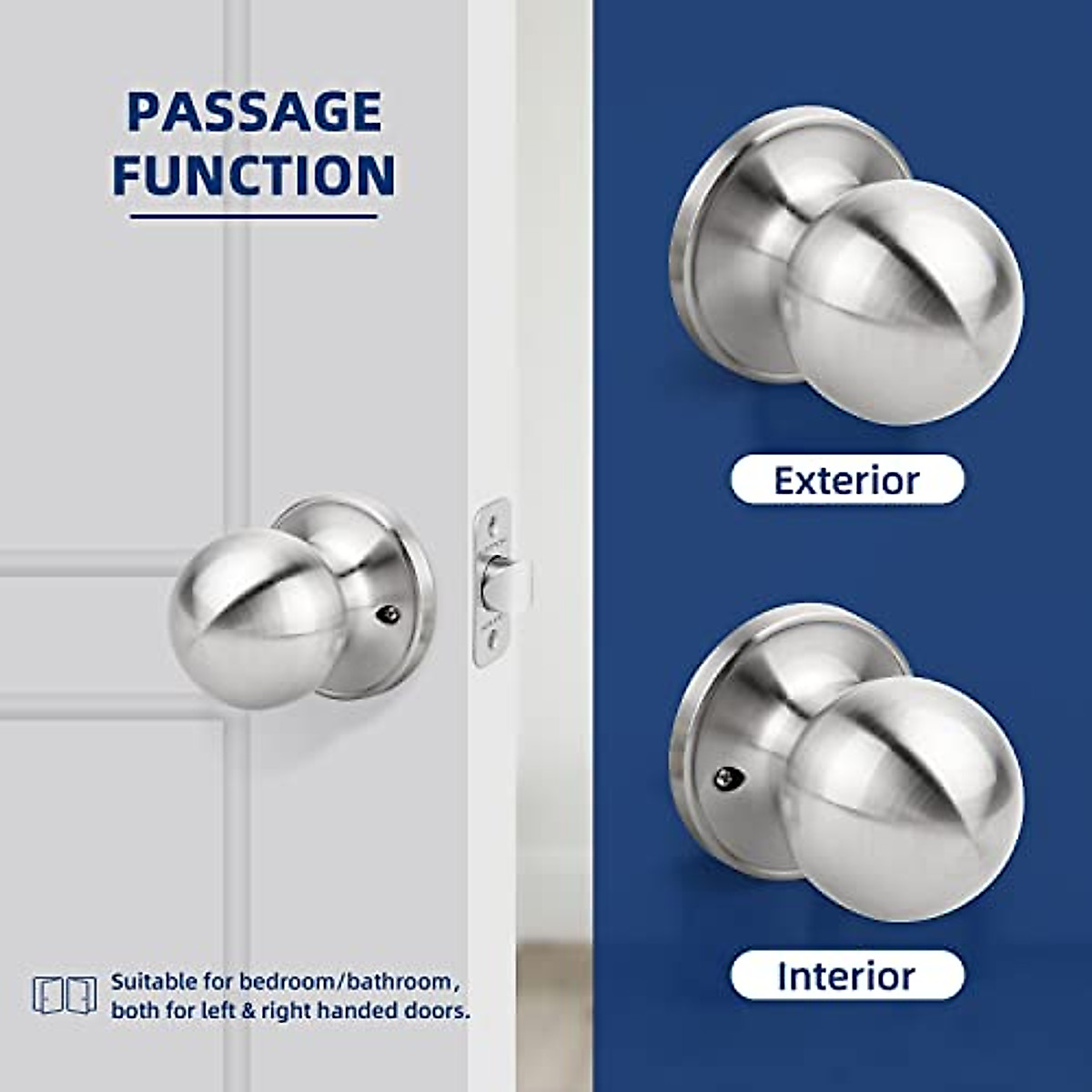 LOQRON Passage Ball Door Knob and Single Cylinder Deadbolt Lock Combo Set Security for Front Door Hallway/Closet with Satin Nickel Finish