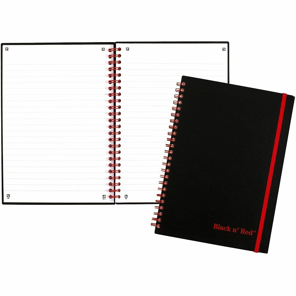 Black n' Red Twin Spiral Poly Cover Notebook, Medium, Black, 70 Ruled Sheets, Pack of 1 (C67009)