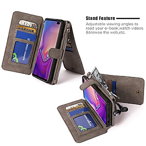 MODOS LOGICOS Case for Samsung Galaxy S10 Plus 6.4", [Detachable Wallet][Cash Storage][9 Card Slots 1 Id Window] Glitter PU Leather (Smooth Finish) Purse with Removable Inner Magnetic Case - Rose Gold