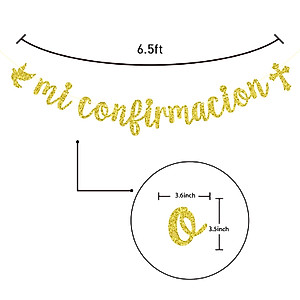 Gold Glitter Mi Confirmación Banner - Holy Confirmation Decorations - Wedding, Bridal Shower, God Bless, Baptism Party Decorations