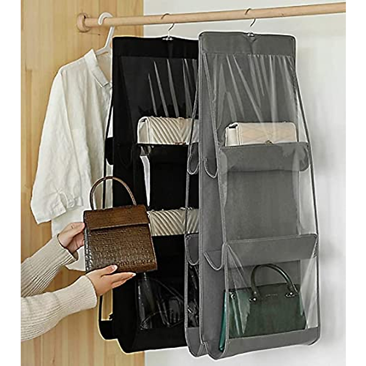 GUAGLL Wardrobe Storage Bag for Handbag Non-Woven Tote Bag Storage Wall Hanging Bag Finishing Storage Bag