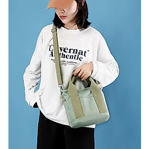 Women's canvas handbag Multi -capacity canvas bag Hobo Cross shoulder bag hand -grabbing wallet Green