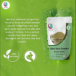 Aloe Vera Powder 8 oz | Moisturizing Face Mask Ingredient For Dry Skin | Hair Mask Ingredient for Hair Growth | Made from Pure & Cultivated Aloevera | by Yogi’s Gift®