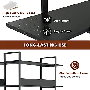 ASTRAEUS Bookshelf 6 Tiers Corner Bookcase L Shaped Shelf,Black