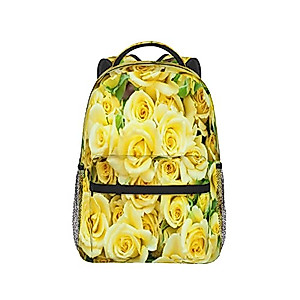 DAHALLAR Backpack Yellow Rose Flower Bookbags Highschool College Laptop Bag Casual Travel Daypack Hiking Camping