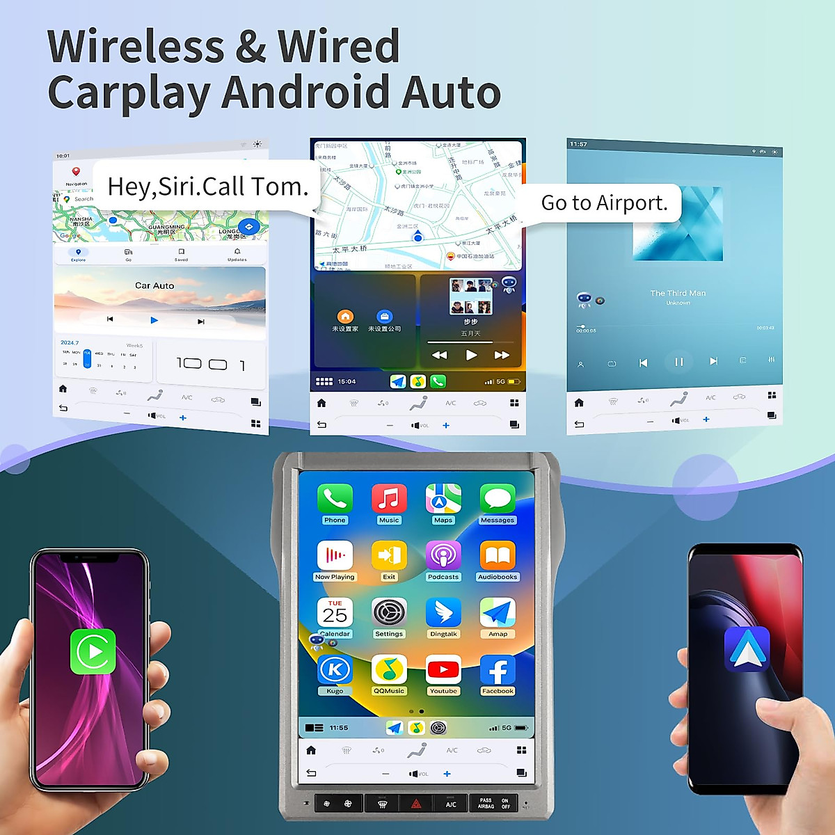 Qualcomm Car Radio for Ford F250 F350 F450 2013 2014 2015 2016 SYNC2 Stereo Android 13 Replacement Carplay Android Auto Upgrade 12.1 Inch 2K IPS Touch Screen Tesla Style Navigation Multimedia Play