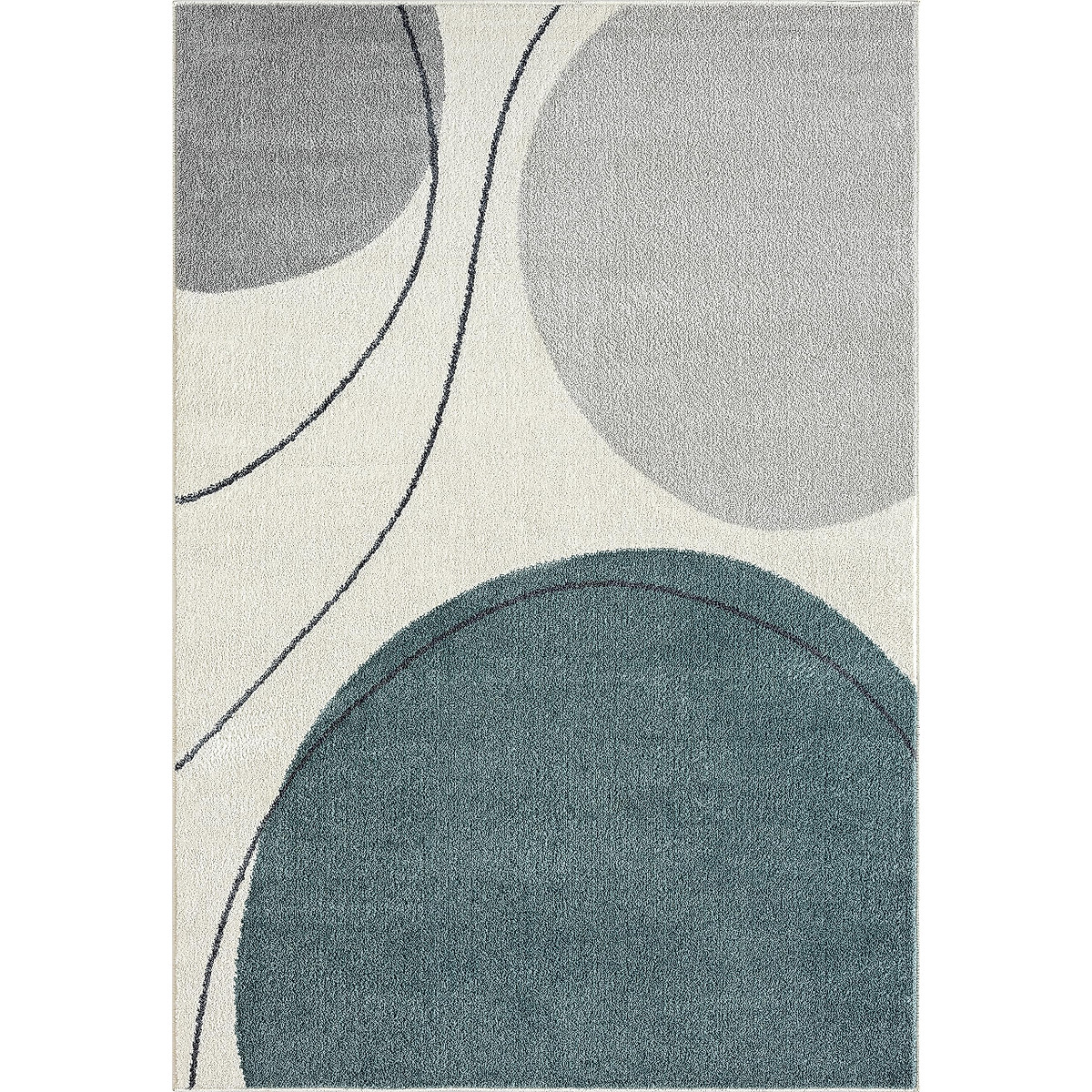 Abani Deco Collection Area Rug -Cream/Green Modern Circles Design -7'9" x 10'2" - Easy to Clean - Durable for Kids and Pets - Non-Shedding - Medium Pile - Soft Feel - for Living Room, Bedroom & Office