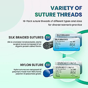 Complete Suture Practice Kit for Suture Training, Including Large Silicone Suture Pad with pre-Cut Wounds and Suture Tool kit. Latest Generation Model. (Demonstration and Education Use Only)