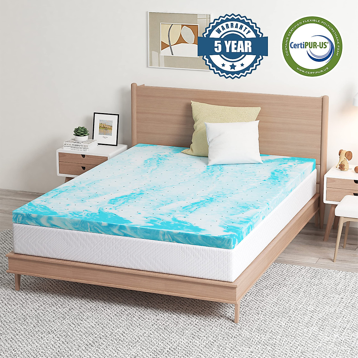 EGO Topper 3 Inch Full Memory Foam Mattress Topper, Gel Foam Mattress Topper for Pressure Relief, Ventilated Design Bed Topper in a Box, CertiPUR-US Certified, 54"×75", Medium