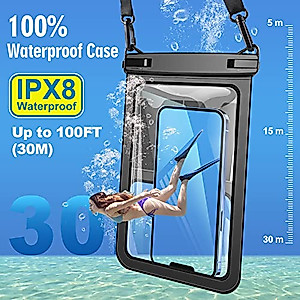 Extra Large Waterproof Phone Pouch, 2 Pcs IPX8 Universal Water Proof Phone Case for iPhone Samsung Galaxy, Plastic Cell Phone Dry Bag with Half-Height Pocket & Card Pocket, Up to 10.5"