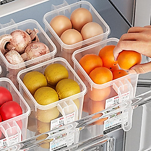 Cyrank 2Pcs Refrigerator Organizer Box, Refrigerator Side Door Storage Box with Lid Fruit Vegetable Containers Clear Plastic Fridge Side Door Storage Box Set for Kitchen