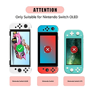 Switch OLED Protective Case, Slim and Comfortable Switch OLED Hard Case with Joy Con Covers - White