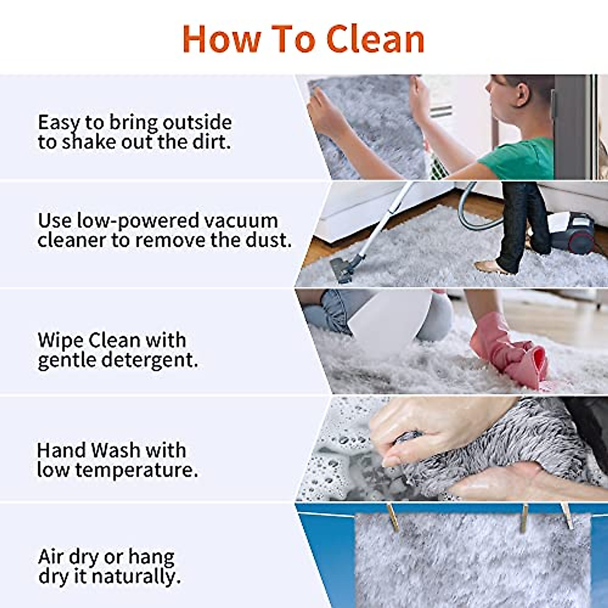 Aternoon 5.3 x 7.5 Feet Shag Area Rugs, Super Soft Fluffy Shaggy Rug Floor Carpet for Living Room, Children Bedroom, Nursery Play Room, Home Decor, 5x8