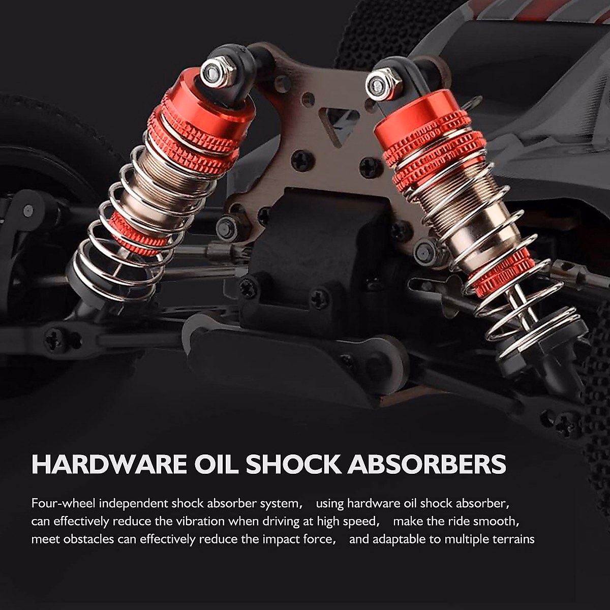 GoolRC WLtoys 144001 RC Car, 4WD 2.4GHz 60km/h High Speed Remote Control Car Off-Road RC Trucks, 1:14 Scale RC Buggy with RTR Aluminum Alloy Chassis 550 Motor Gifts for Adults (Red)