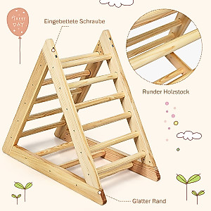 INFANS Kids Wooden Triangle Climber, Toddler Climbing Toys with 3 Different Climbing Ladders, Indoor Playful Climbing Toys with Stable Structure, Gift for 3+ Boys Girls