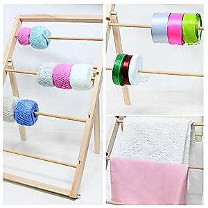 Wood Ribbon Storage Organizer - Ribbon Holder Organizer Rack for Craft Paper Roll - Christmas Gift Wrapping Ribbon Dispenser - Ribbon Organizer for Craft Room, 4-Ply, 1 Pack