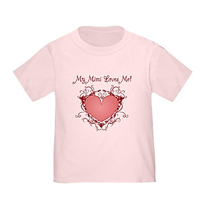 CafePress My Mimi Loves Me Heart Toddler T Shirt Cute Toddler T-Shirt, 100% Cotton Pink